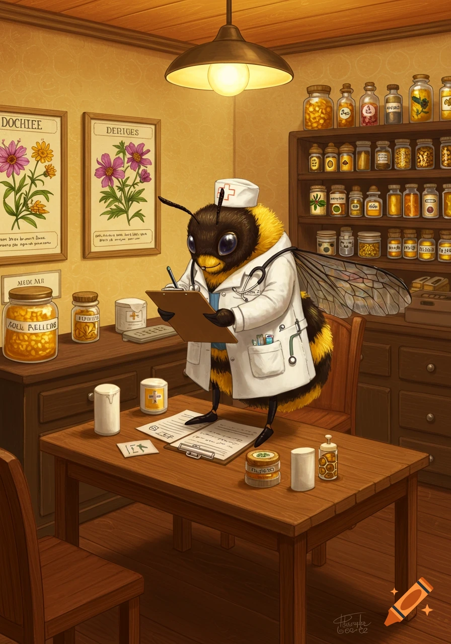 Cartoon of an eggnog character in a jug, surrounded by six flies, under ...