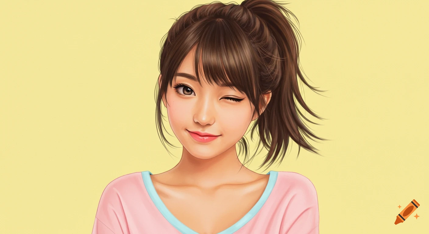 Anime illustration of three smiling girls with varying hair colors and ...