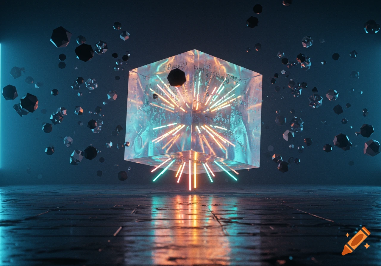 A clear glass Christmas ornament with blue tinsel, blue and silver gift ...