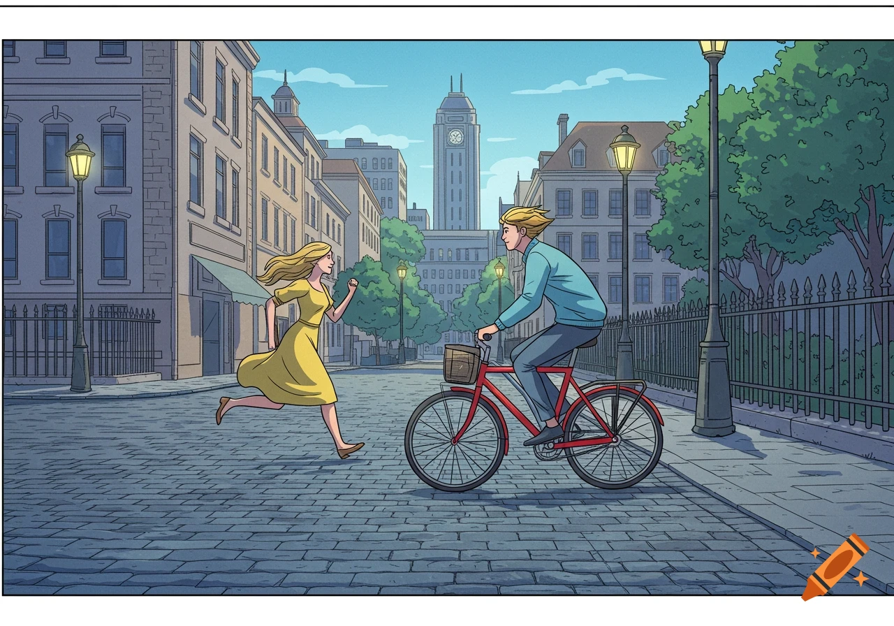 A fun belg cartoon with a busy crowd celebrating piano music in a city ...