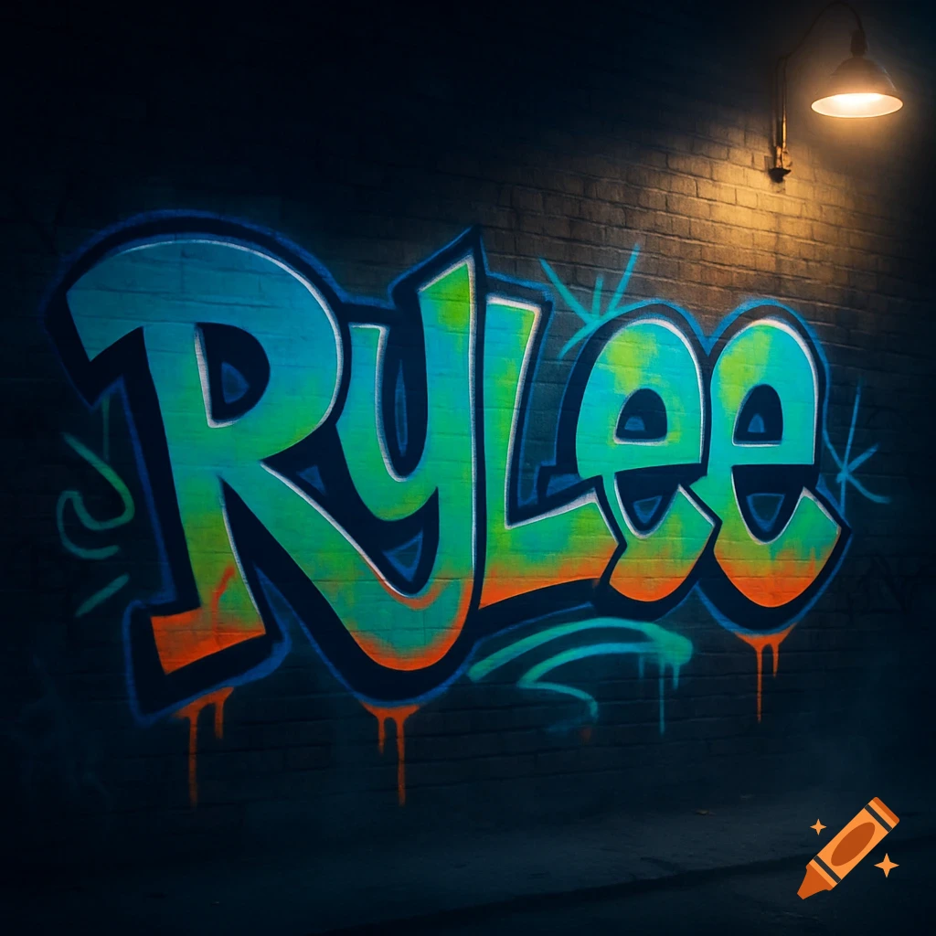 Vibrant graffiti art spelling 'Veerle' on a dark brick wall under a ...