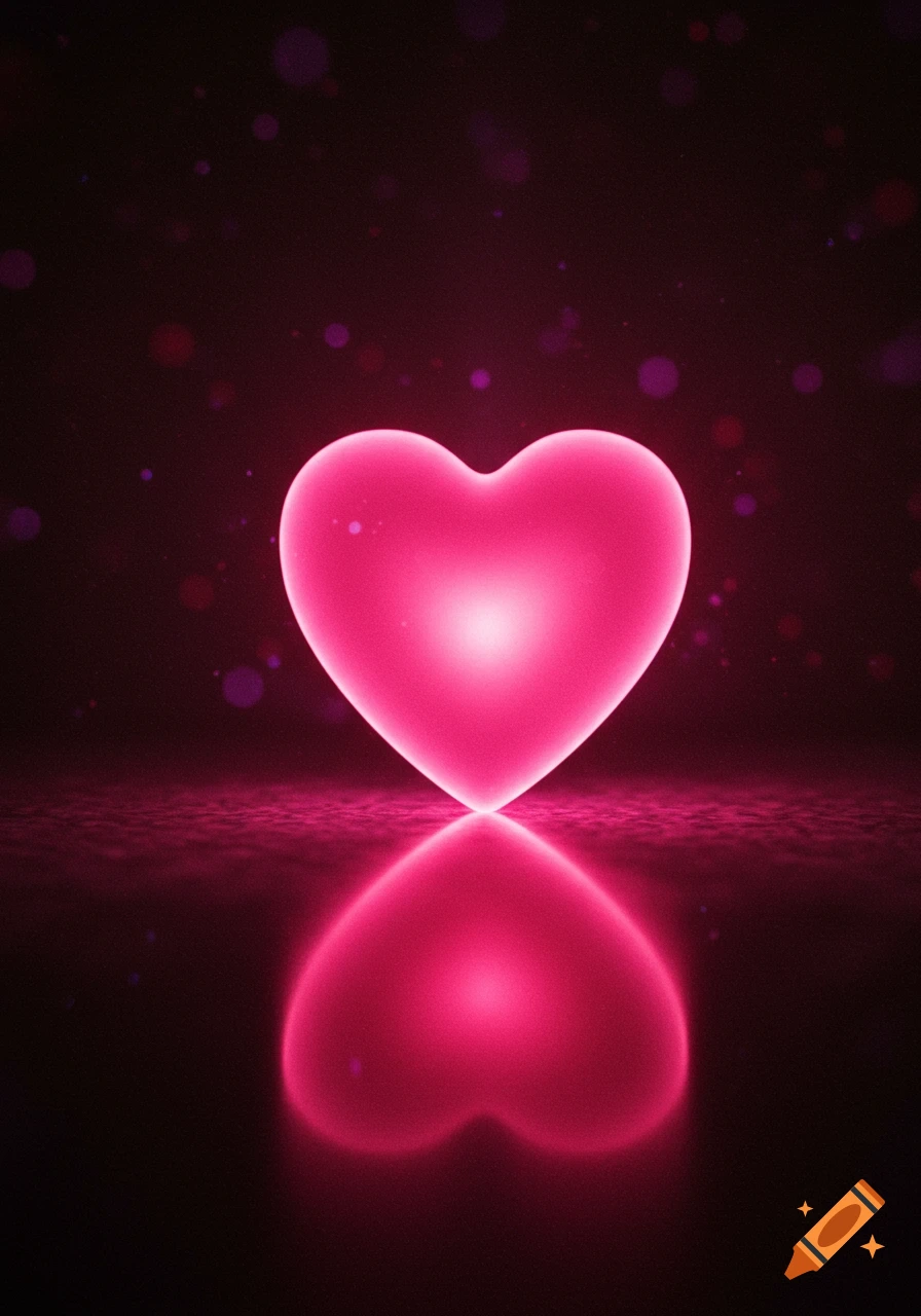 A shiny, smooth light pink heart features a luminous, dotted pink line ...