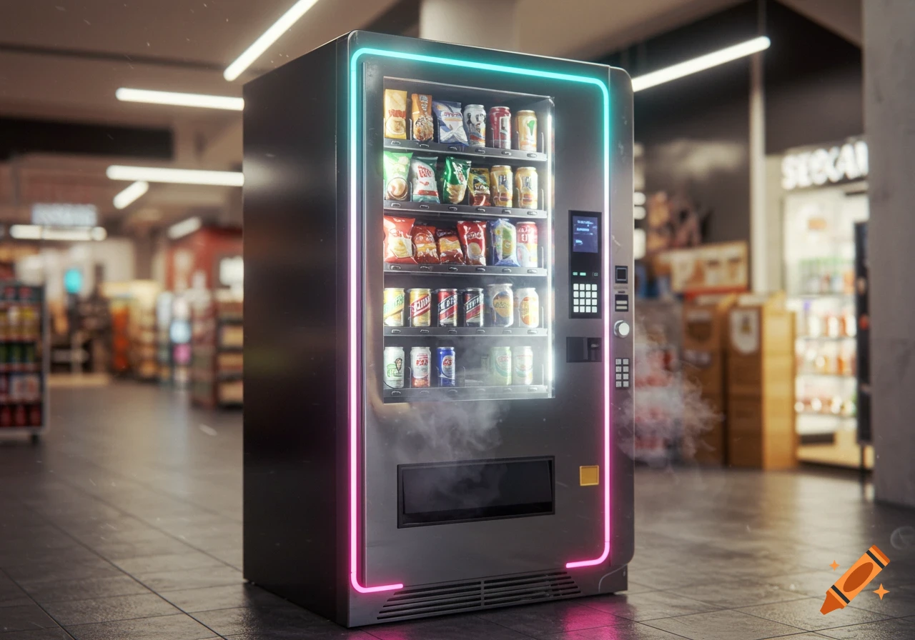 A futuristic automated milking machine in a clean, modern dairy barn ...