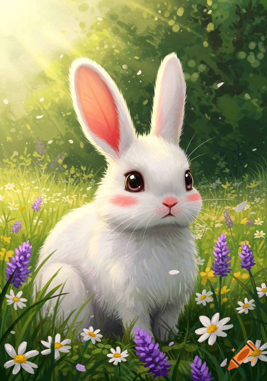 A detailed illustration of a cute brown and white rabbit peeking ...