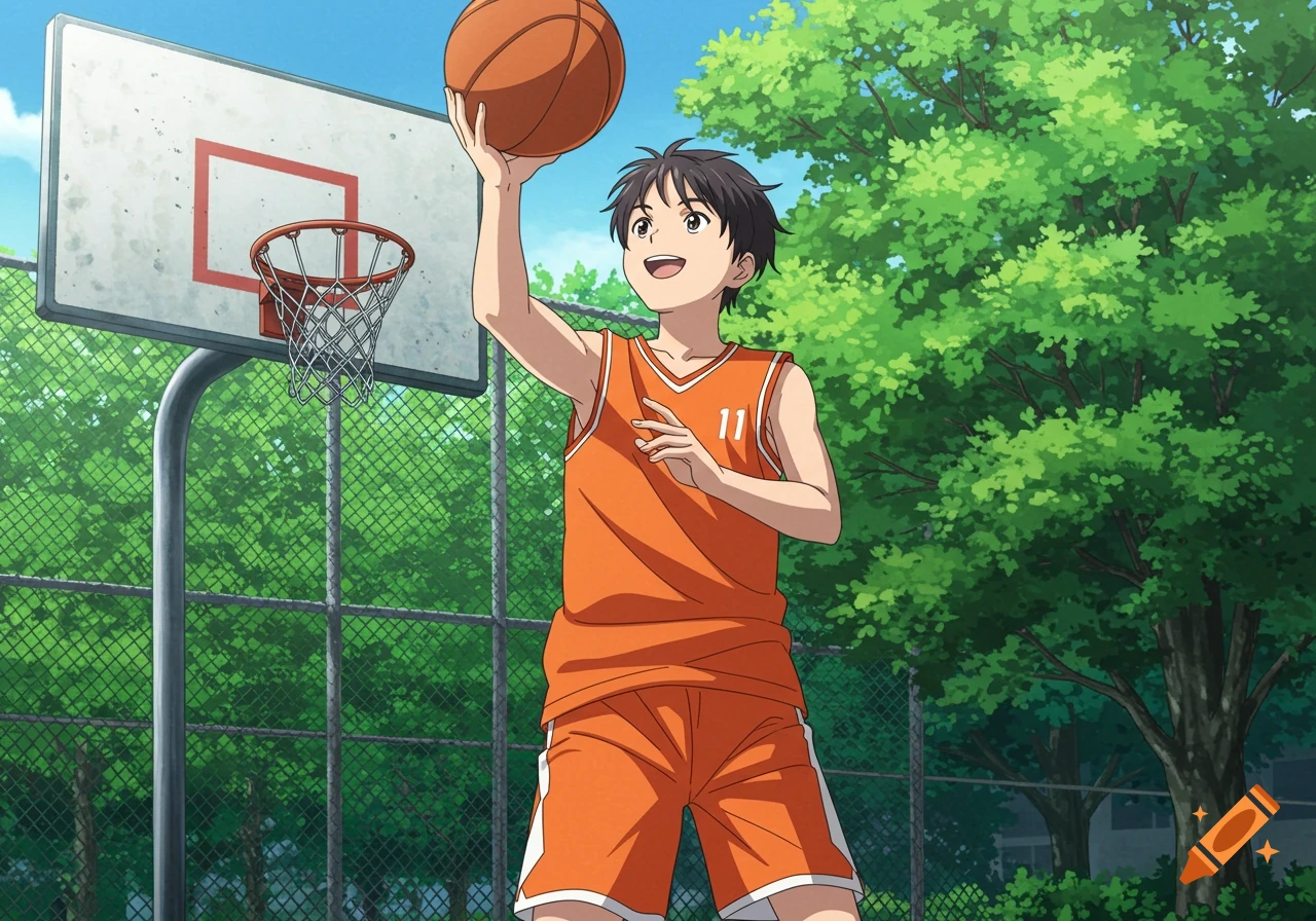 Anime Dog Playing Basketball created on Craiyon