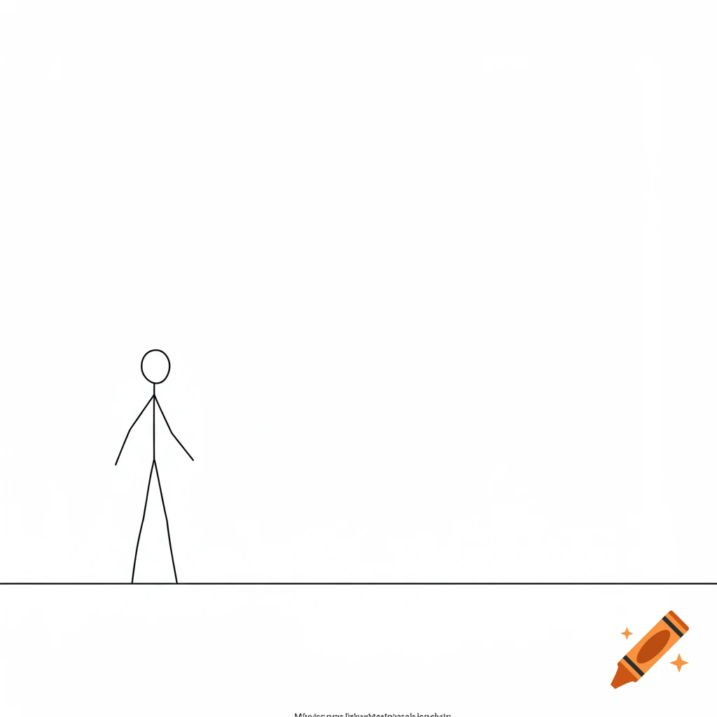 White stick figure on a black background. on Craiyon