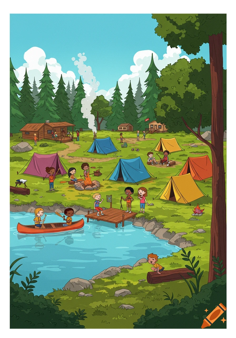 A colorful comic strip with nine panels illustrating amusement park ...