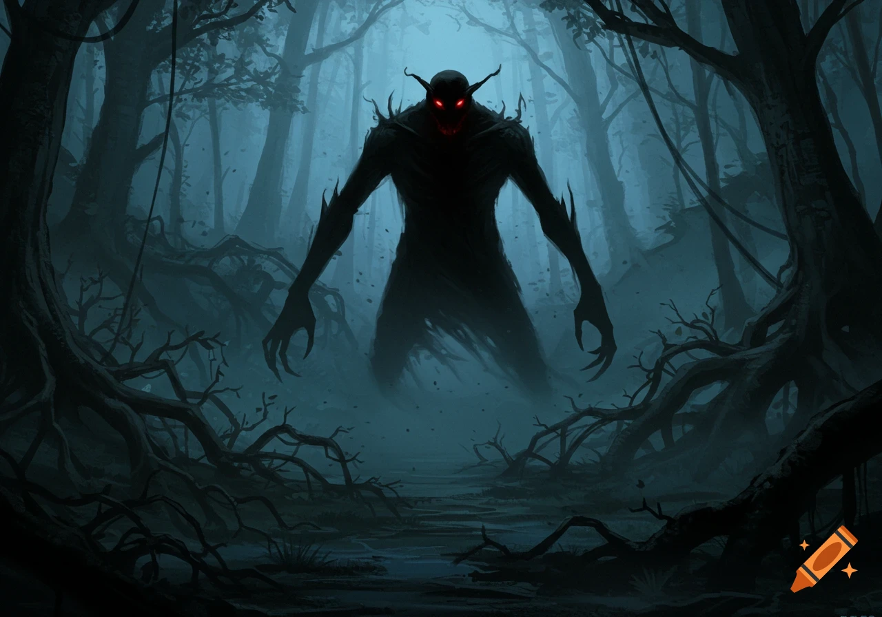 Gnarled zombie hand rises from a grave in a spooky graveyard with a ...