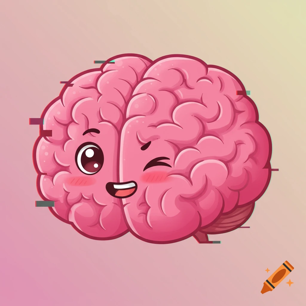 A cheerful cartoon brain with a headband performs on gymnastic rings in ...