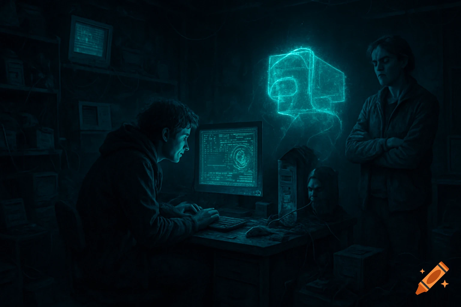 A split image showing men playing computer games; the left half is in 8 ...