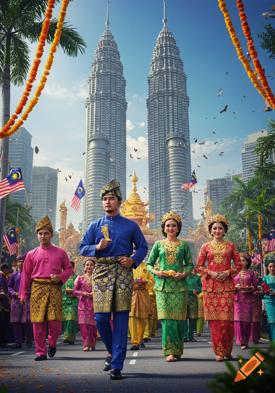 Two Toraja people stand side by side in richly decorated traditional ...