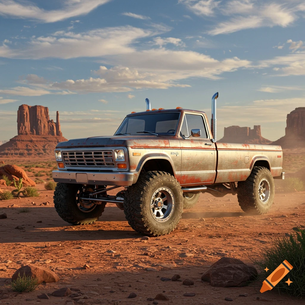 A beige, modernized Ford Excursion SUV concept with black wheels, a ...