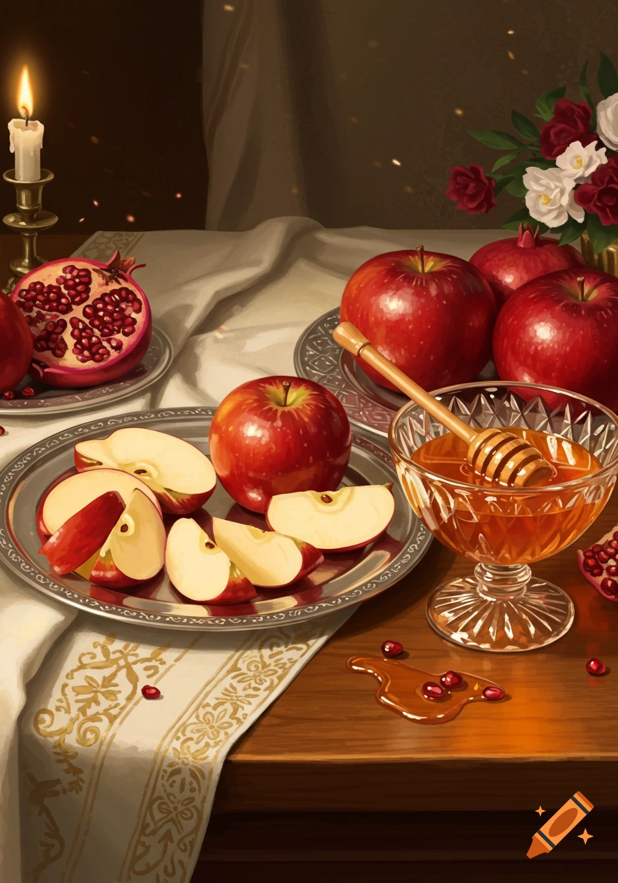 A realistic classical still life painting of a cornucopia spilling ...