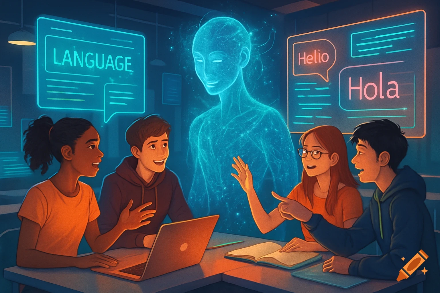 Five Duolingo-style educational icons: Duo the owl, language exercises ...