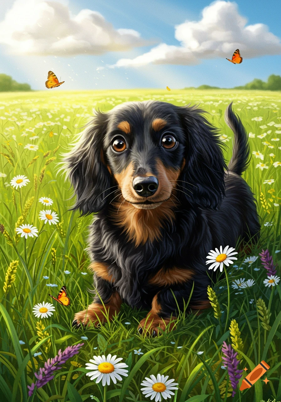 A tri-color merle mini Australian Shepherd dog with blue eyes stands on ...