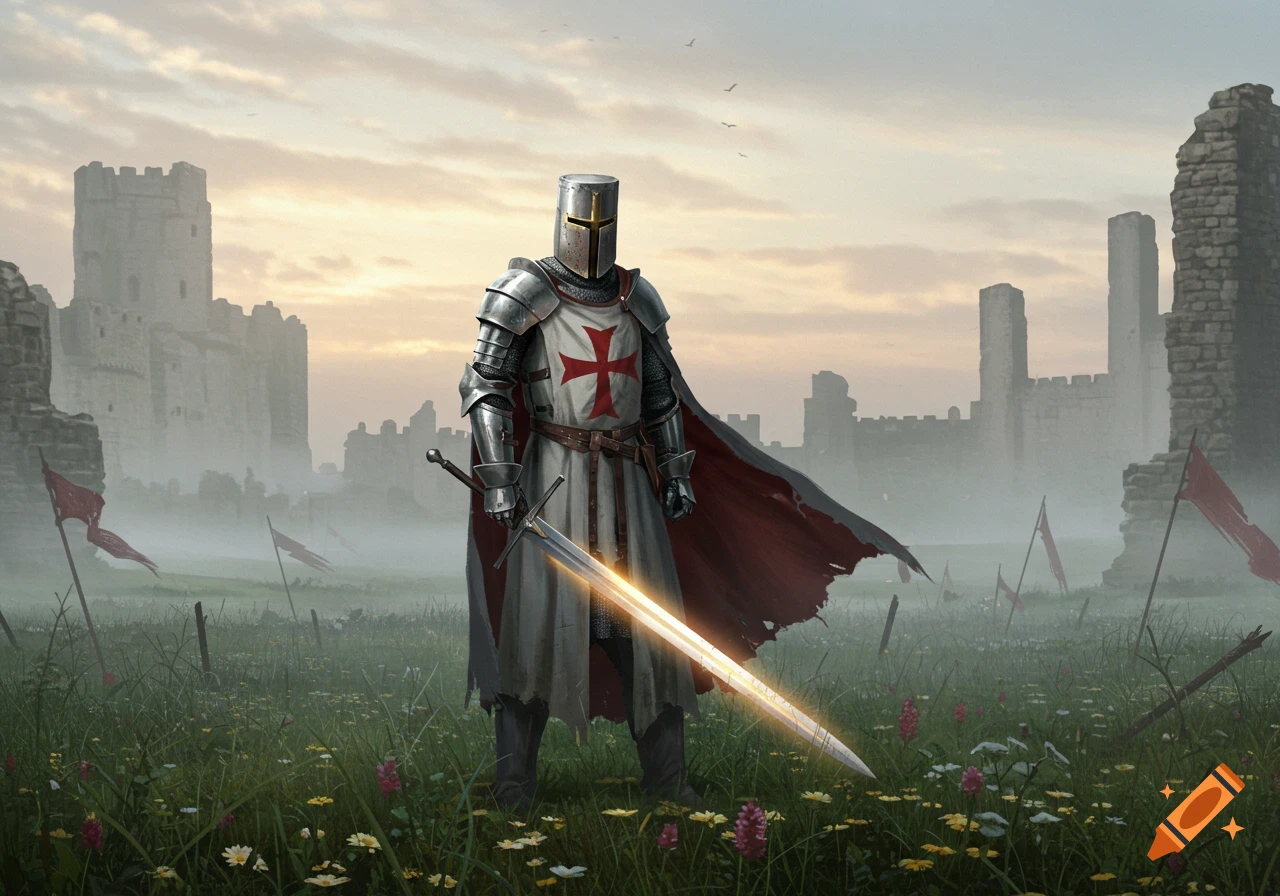 Medieval coat of arms with three armored knights holding Bavarian ...