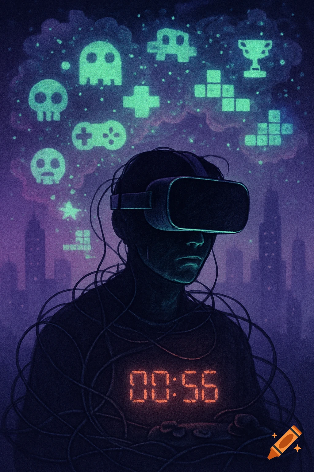 Stylized illustration of a vintage television displaying rippling blue ...