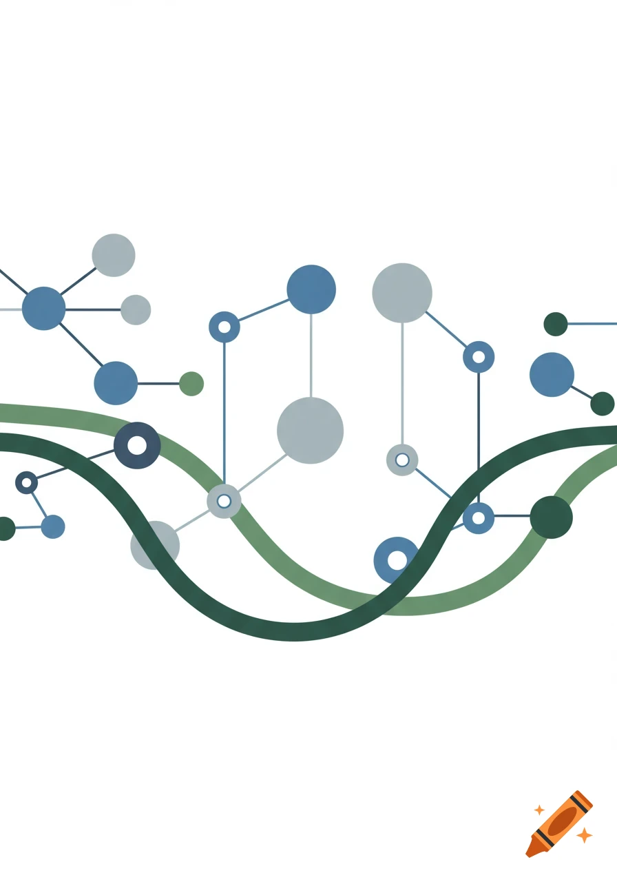 Abstract illustration with green and orange flowing shapes, white milk ...