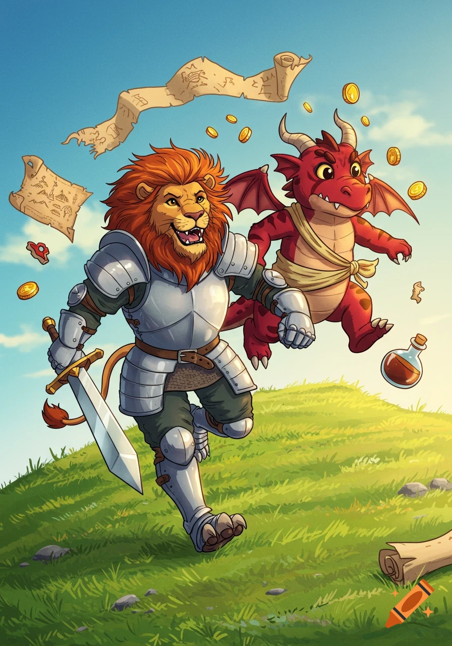 Cartoon game concept art of two armies, armored soldiers and green ...