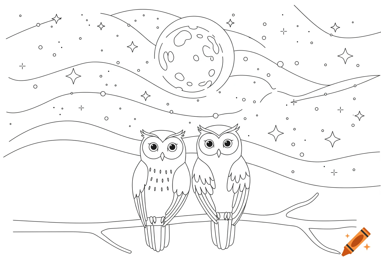 Line art coloring page of a raven perched on a leafy branch under a ...