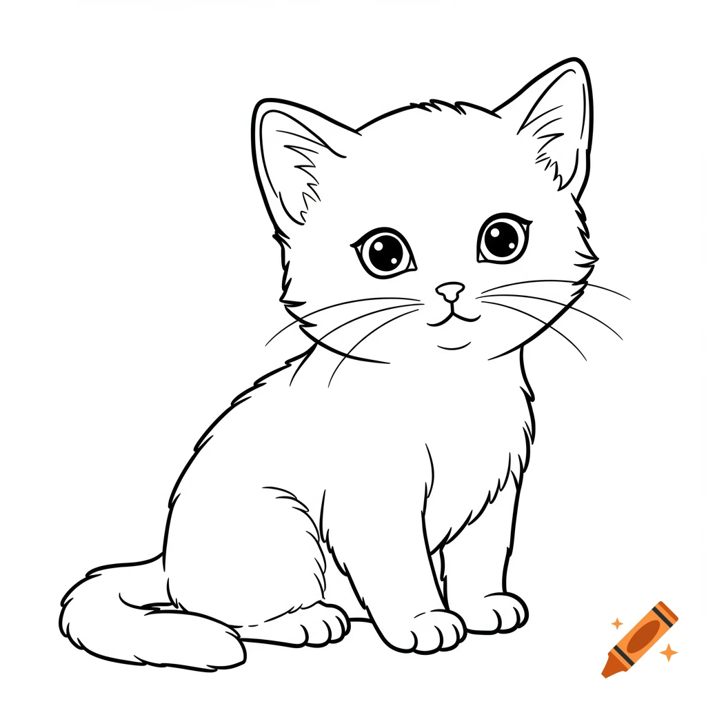 A simple black and white line drawing of a cat reaching for an ornament ...