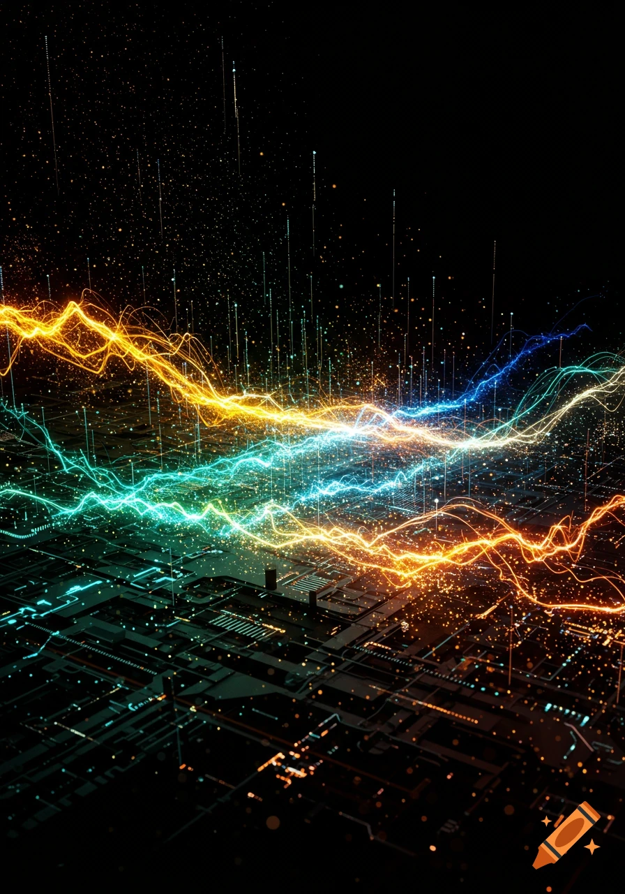 A glowing white mouse cursor hovers over a sparkling digital key symbol ...