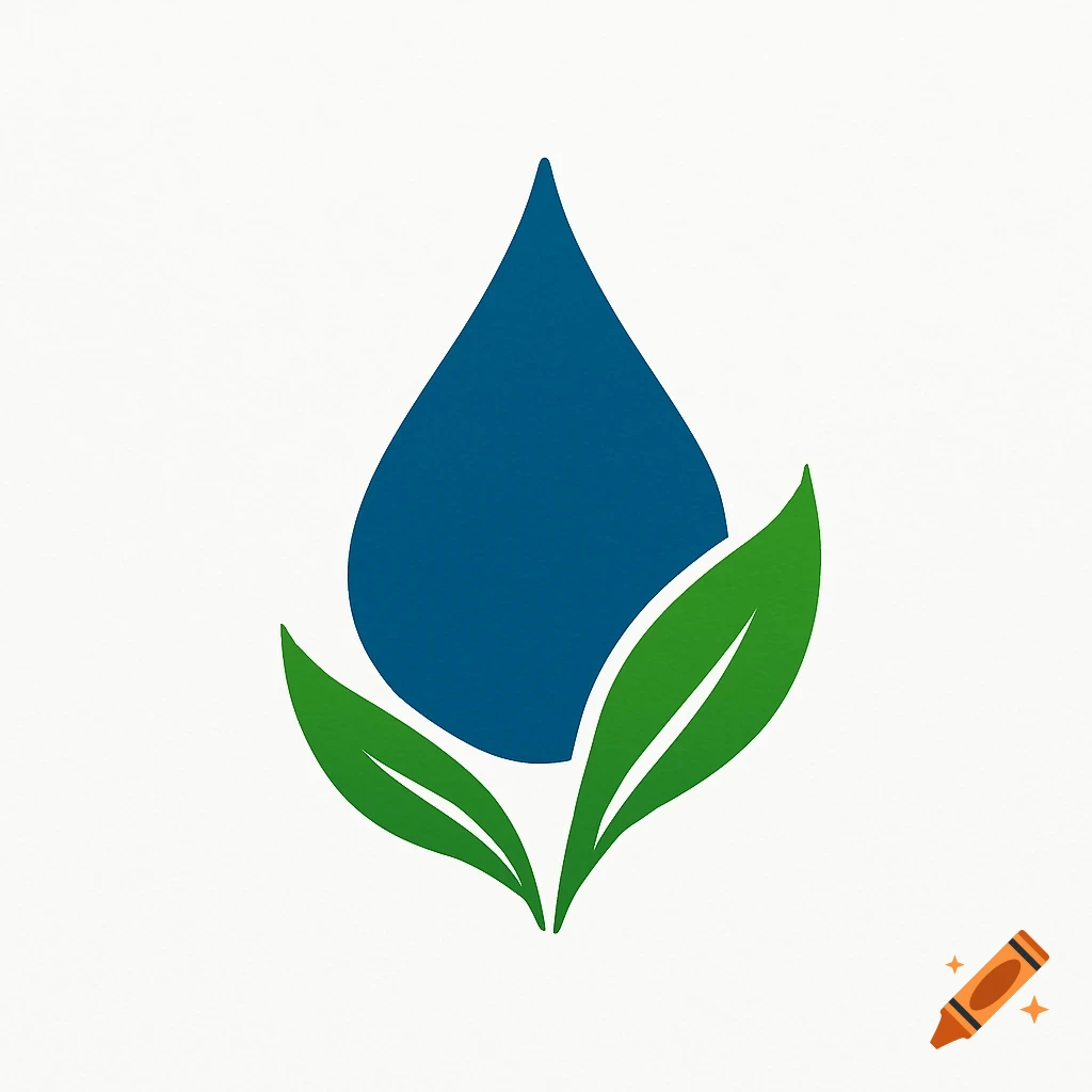 A circular logo featuring a blue water drop, a green stylized human ...