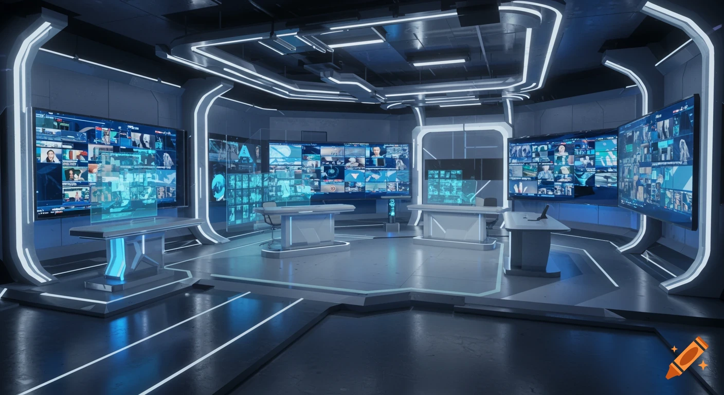 A futuristic 3D room with glowing blue light, showing 'CARDVISION SHOP ...