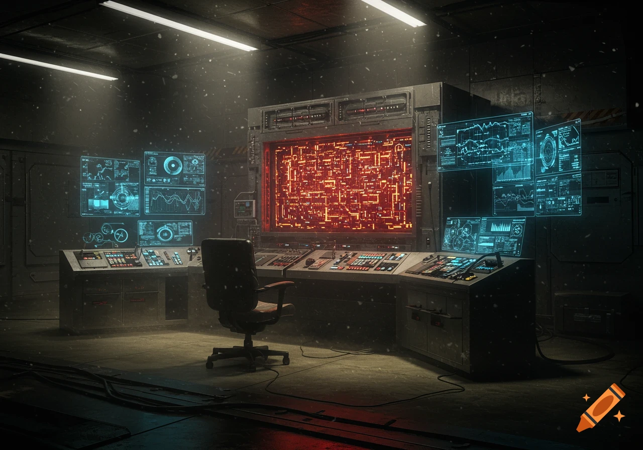 A gritty nuclear notebook with hazard symbols on a lab workbench ...