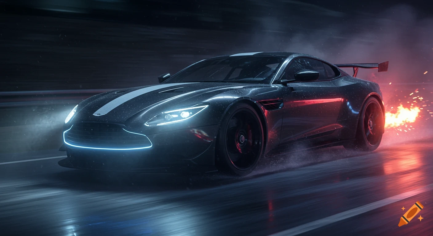 A metallic NASCAR logo with red and blue accents, set against a blurred ...