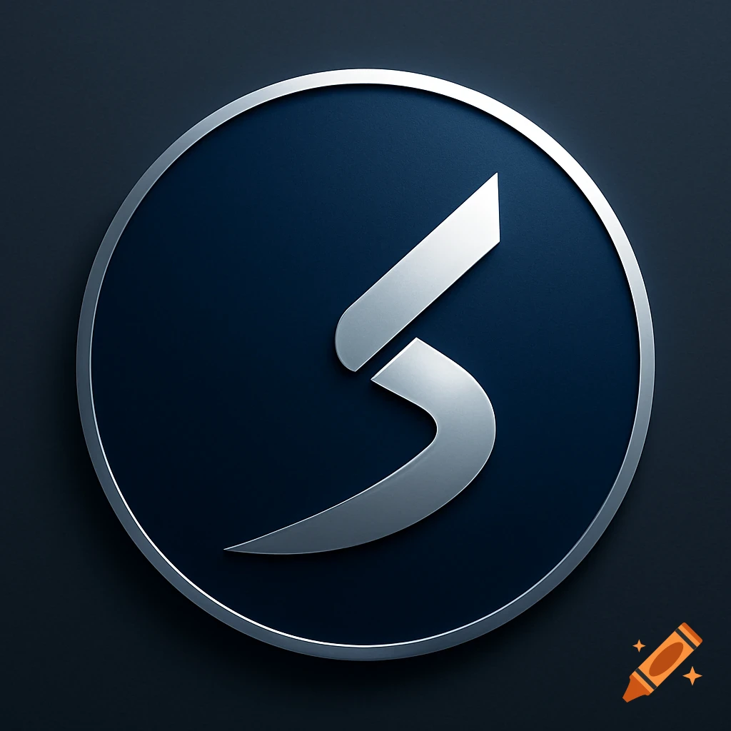 A sleek, chrome metallic letter S with reflections on a dark, textured ...