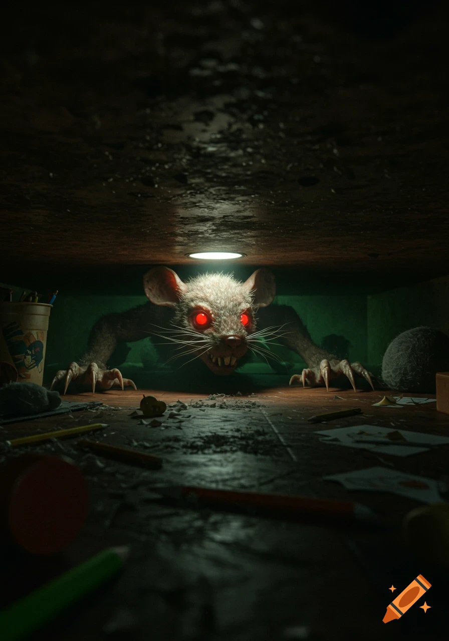 Scary Grinch peeking around a dark corner on Craiyon