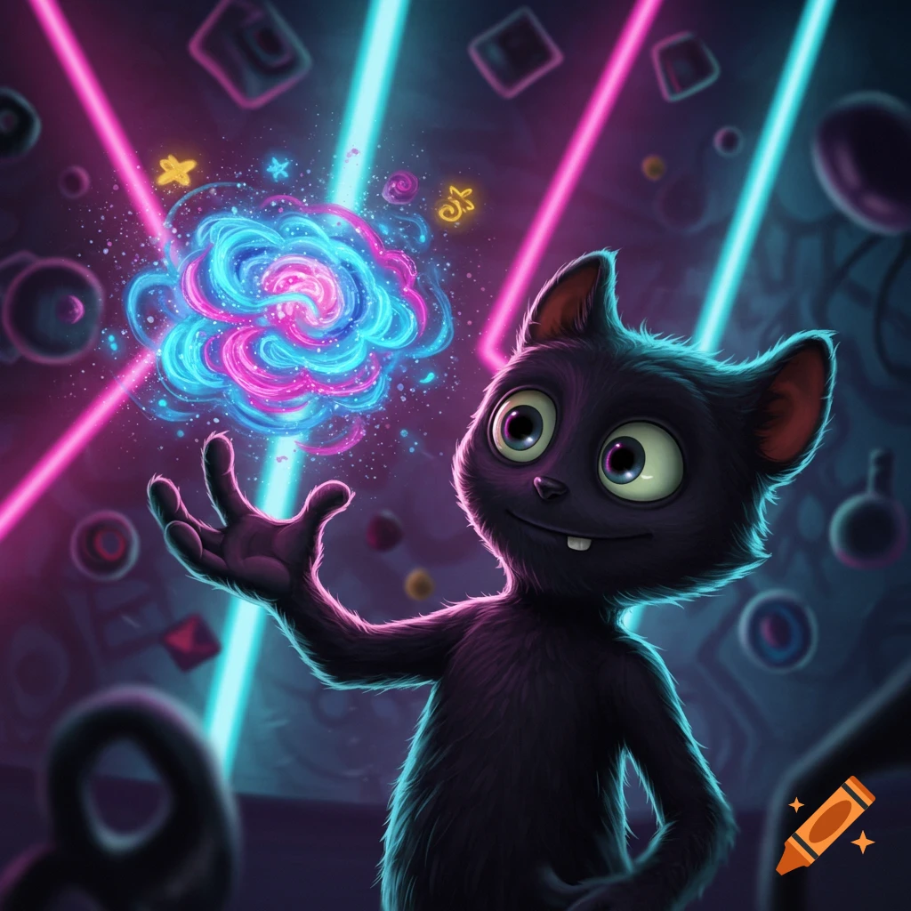 Abstract primitive art landscape with cosmos animals on Craiyon