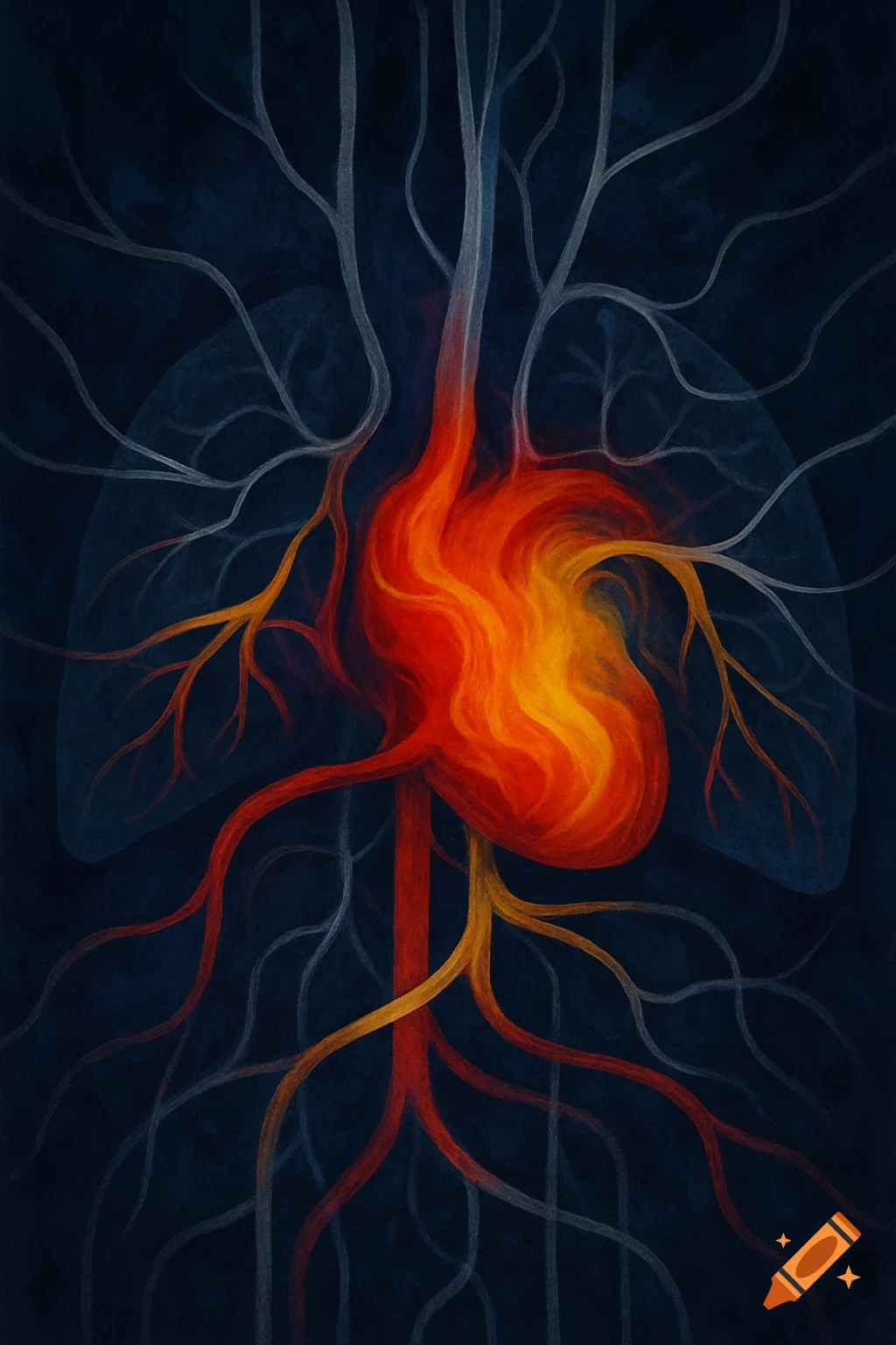 Two stylized drawings: a colorful 'good thoughts' spiral ascending and ...