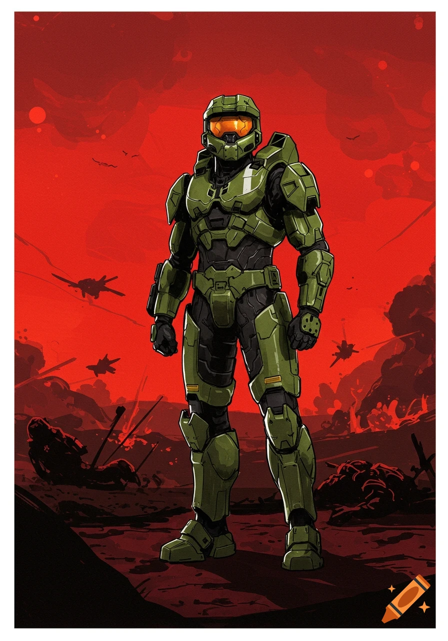 Pixel art of Master Chief in a dark, foggy, abandoned town with zombie ...