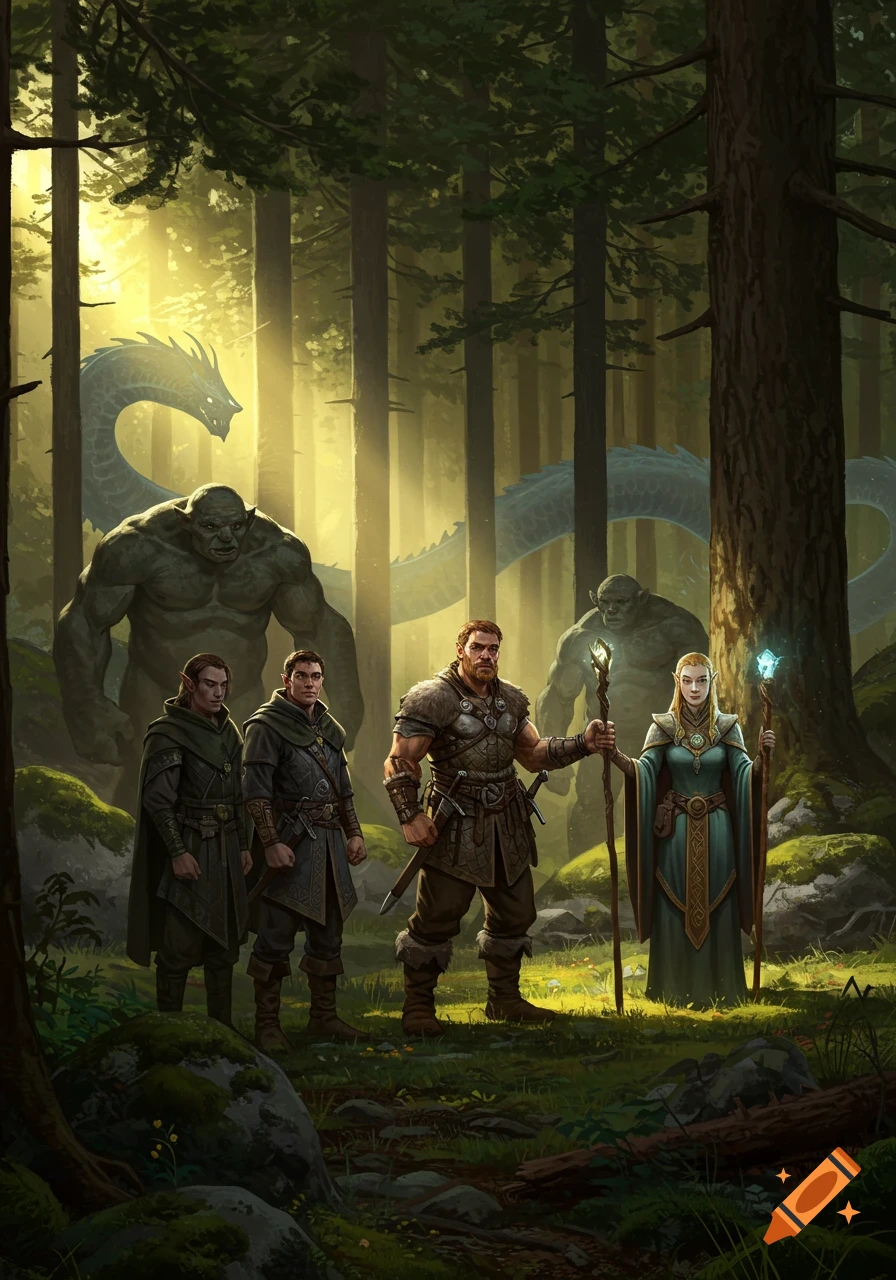 Four diverse adventurers, including a cleric and a barbarian, confront ...