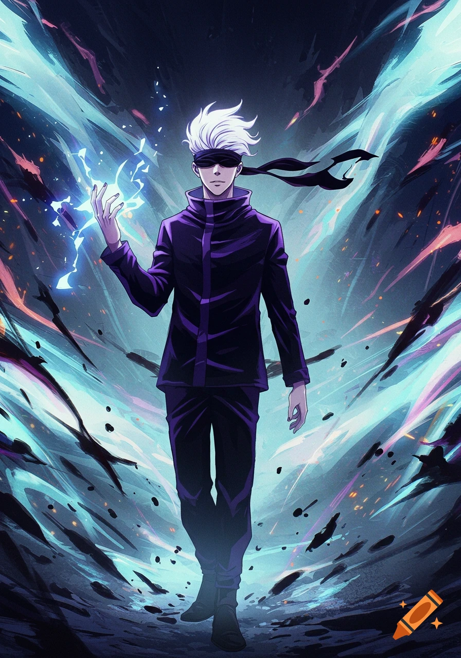 Anime character Gojo Satoru stands with blue energy while Stewie ...