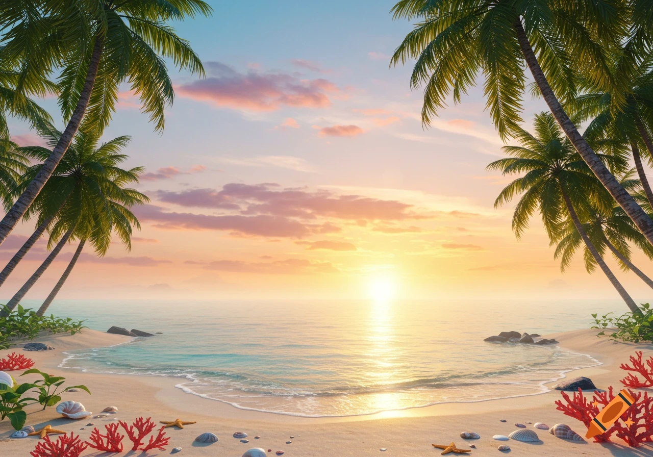 Isolated island with palm tree in the ocean on Craiyon