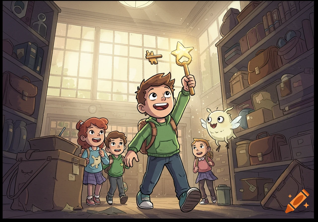 A colorful cartoon shows a cheerful girl with pigtails and a cap ...