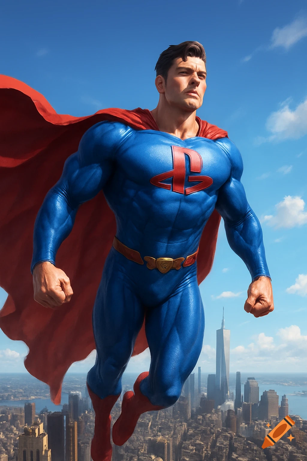 An overweight man in a Superman costume with long blonde hair makes an ...