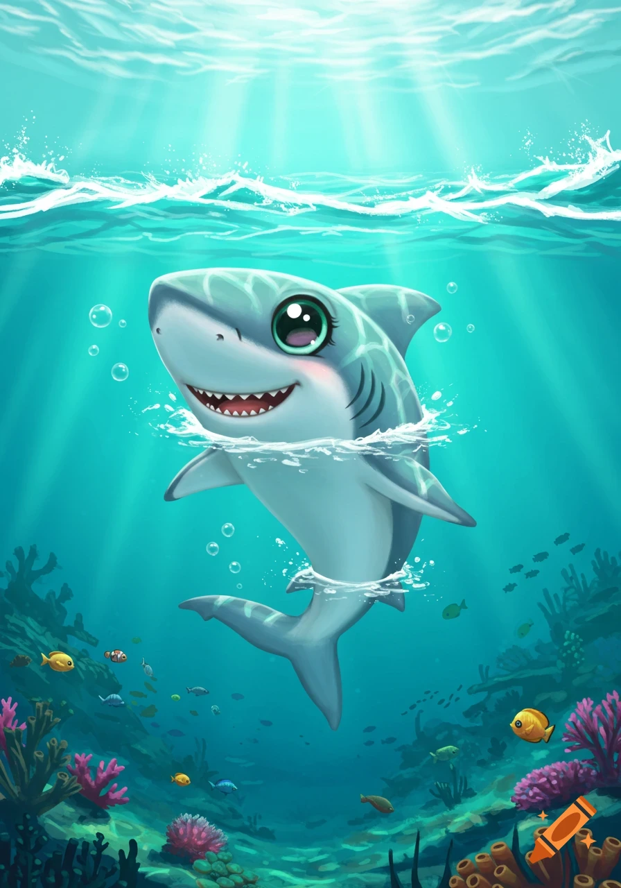 A 2D pixel art underwater scene with a dolphin swimming amidst fish and ...