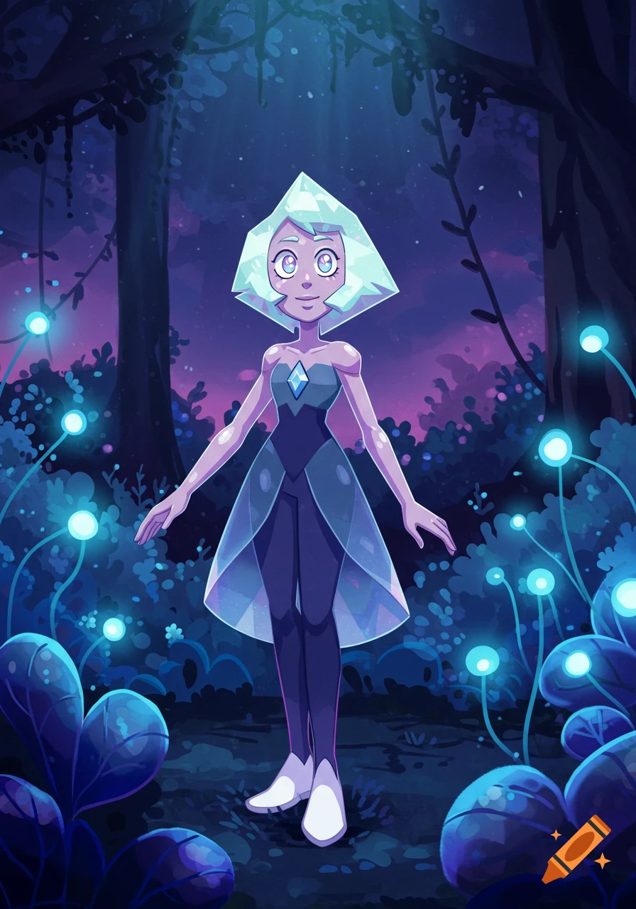 Cartoon character with a diamond-shaped head and gem on her chest ...