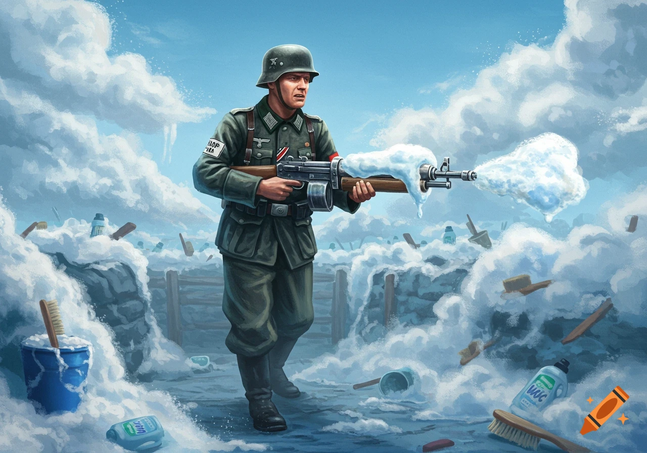 Black and white pencil sketch of a German WW1 infantry attack on Craiyon