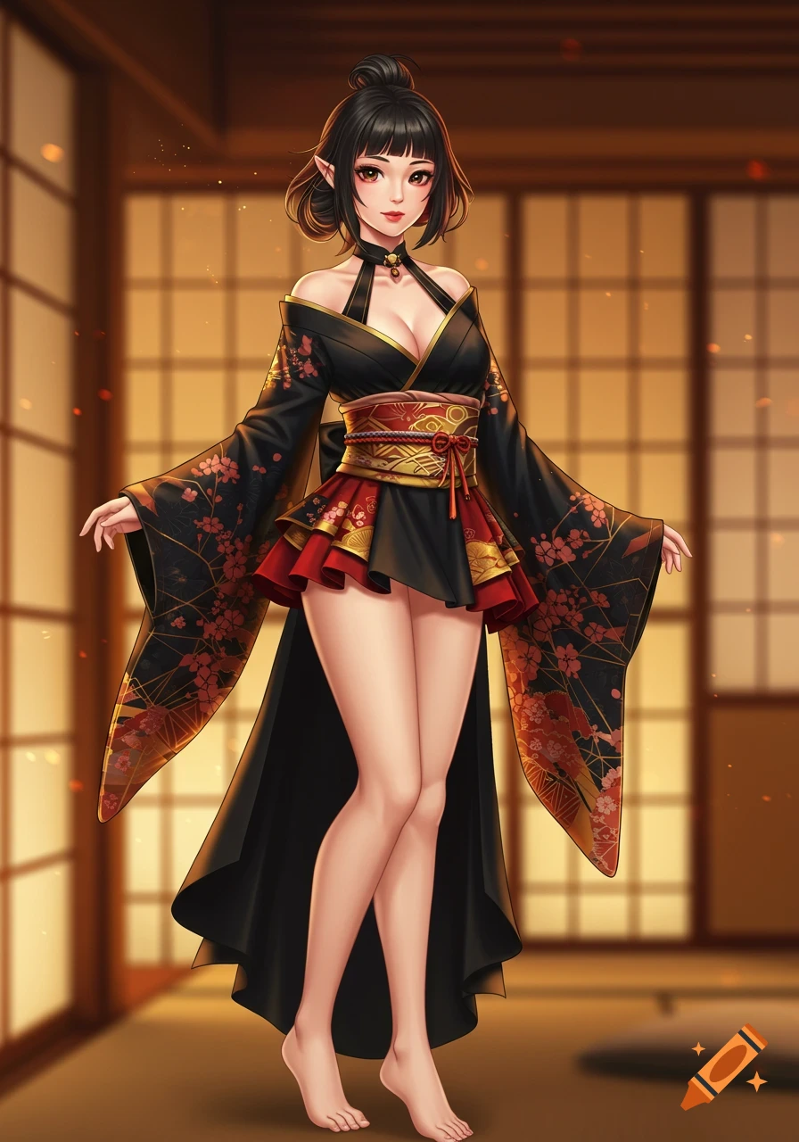 An anime-style female character with long white hair and yellow eyes ...