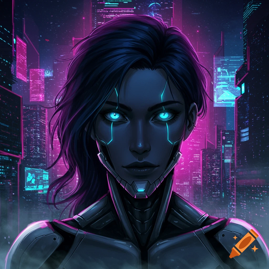 Digital art portrait of a woman in Valorant style on Craiyon