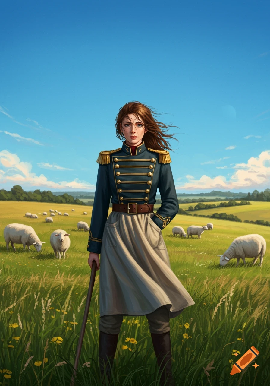 An attractive female police officer in a dark uniform with an ...