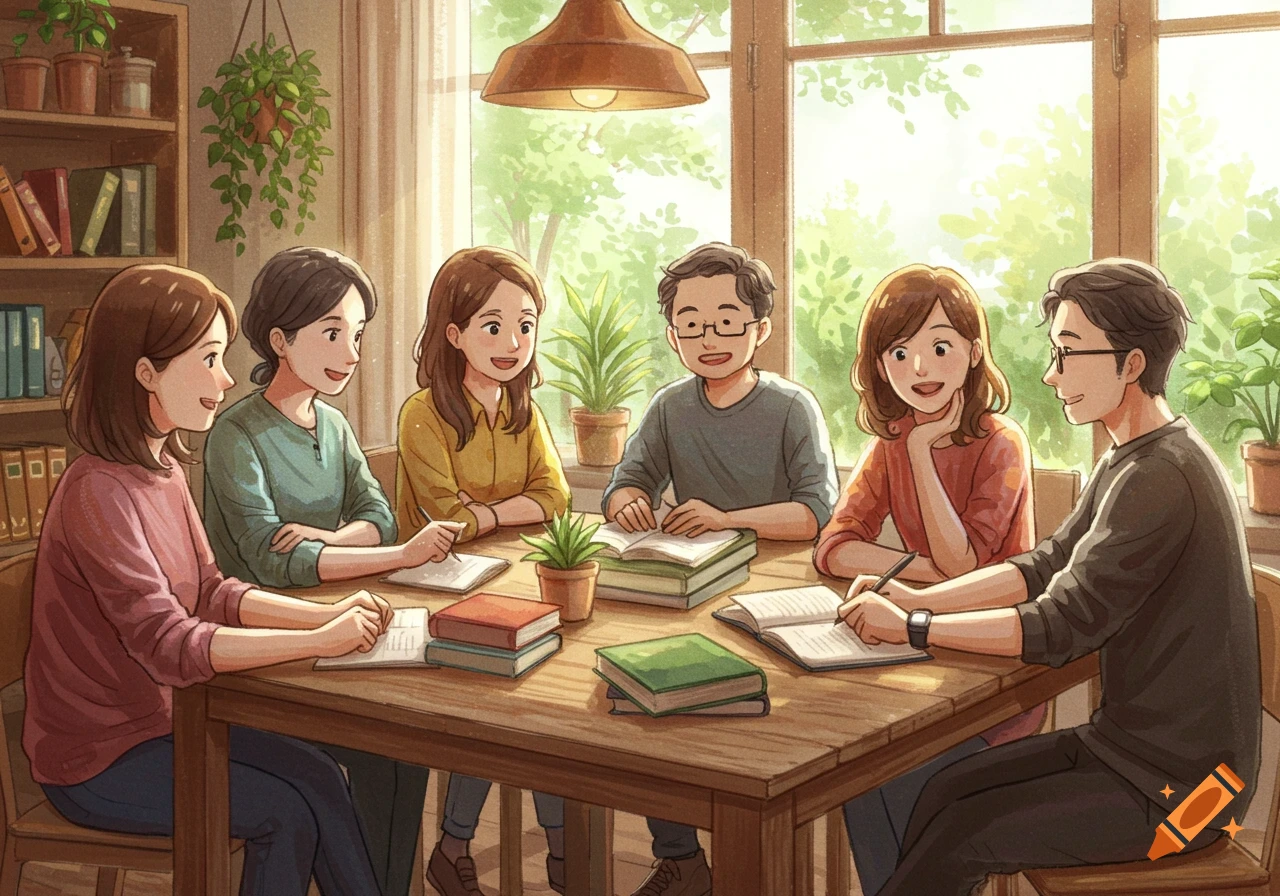 A group of Asian adults laughing and sharing a picnic on a red ...