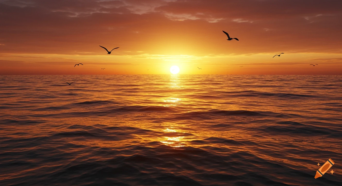 First-person view from a wooden rowboat on calm water, rowing towards a ...