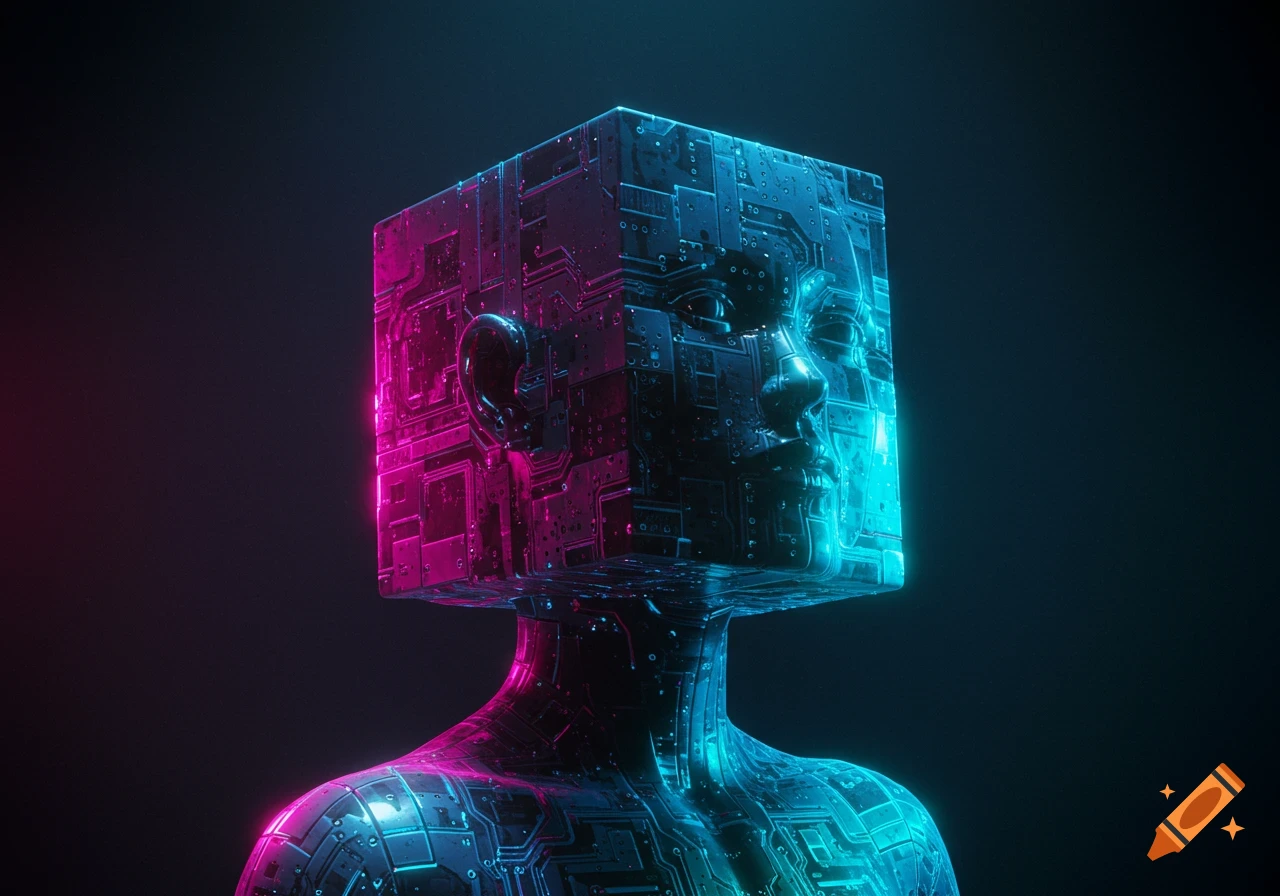 Digital human figure made of circuit board patterns and data ...