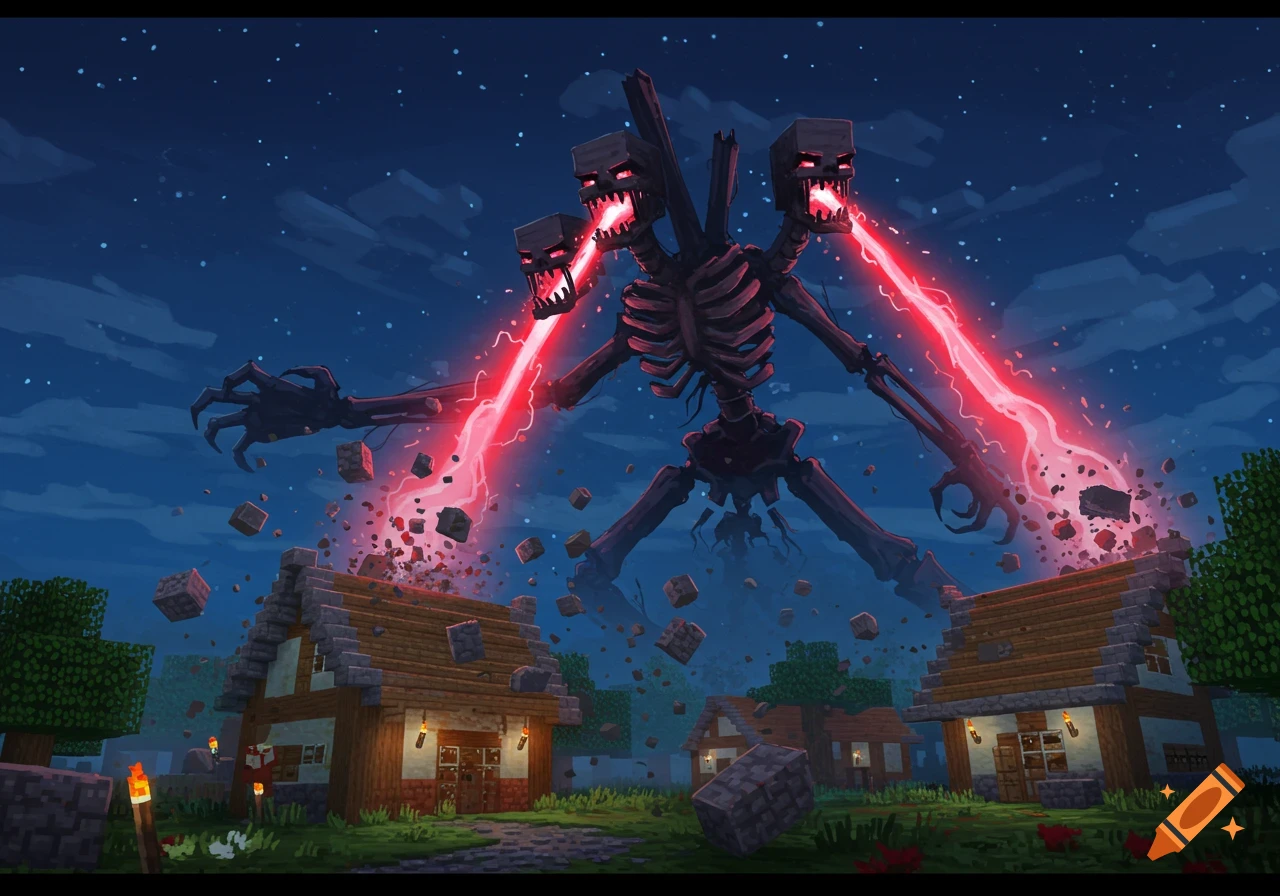 A blocky, evil Minecraft-style mob with glowing red eyes and a YouTube ...